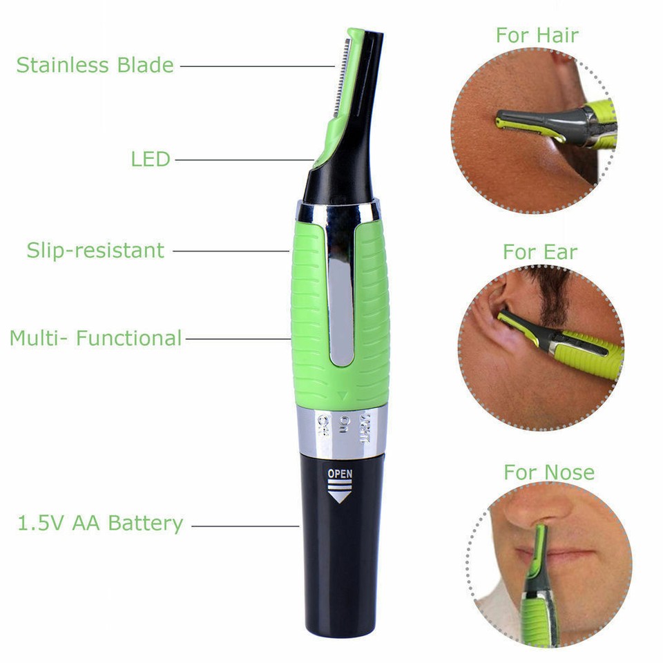 Hot Men Nose Ear Face Neck Eyebrow Hair Mustache Beard Trimmer Shaver ...