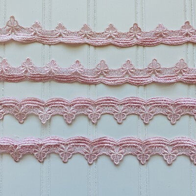 2 Yards Pink Embroidered Border/Ribbon Lace Trim /Sewing/Crafts/Bridal ...