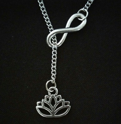 Infinity Lotus Flower Ohm Knowledge Life Karma Lariat Style Necklace | eBay