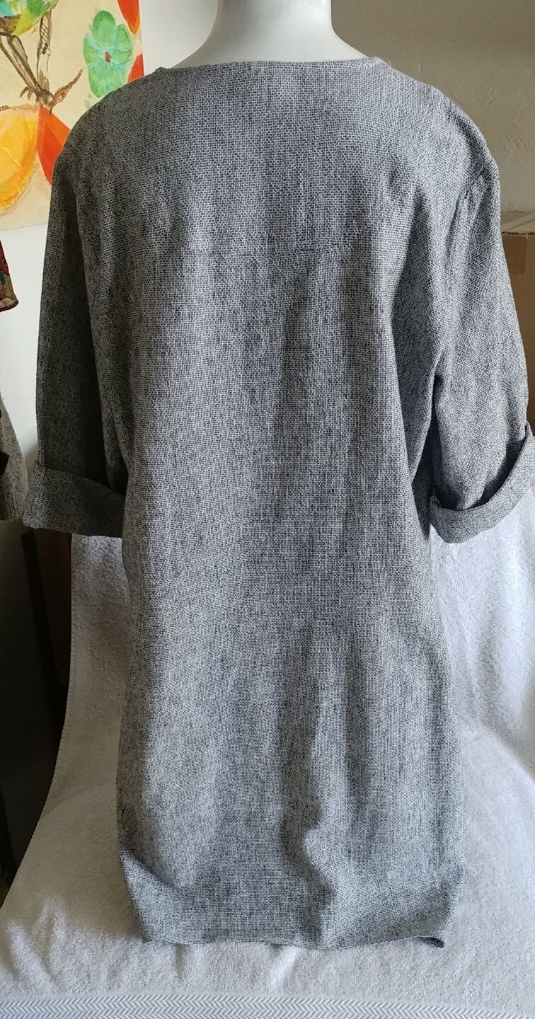 TooFan Womens Cotton Heathered Blk And White Pullover Tunic Dress Sz L ...