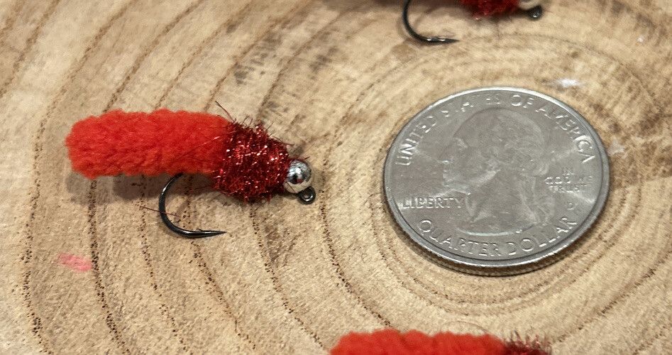 3 BH Red Mop Flies all w/ Red Ice Dub & Tungsten BH Size 10 | eBay