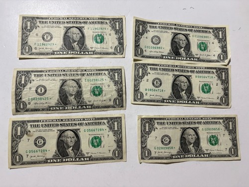 $1 Star Note One Dollar Bill (Lot Of 6) 2017, 2017A, 2021 Circulated | eBay