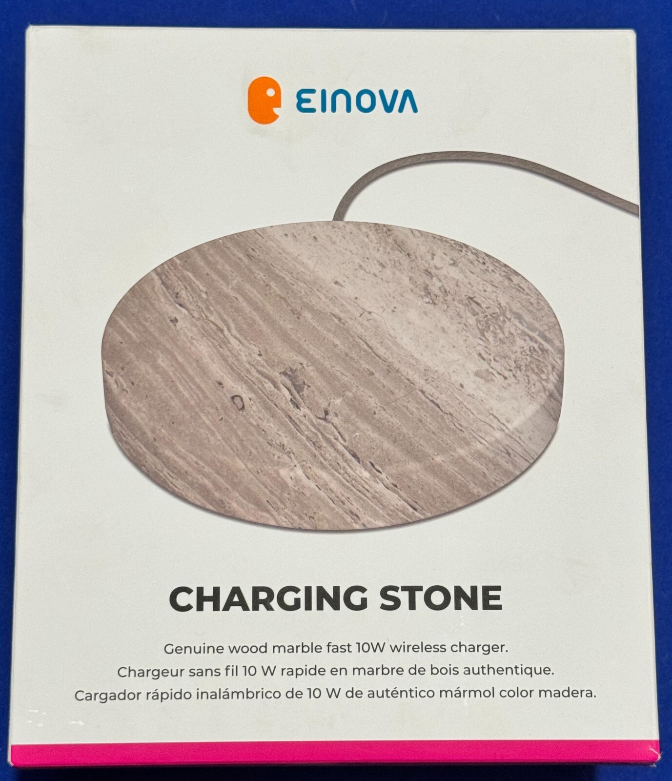 Einova Wireless Qi FAST Charging Stone 10W iPhone Android Airpods Wood ...