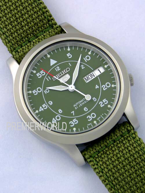 Seiko 5 Automatic SNK805 SNK805K2 Mens Green Dial Nylon Strap Watch | eBay