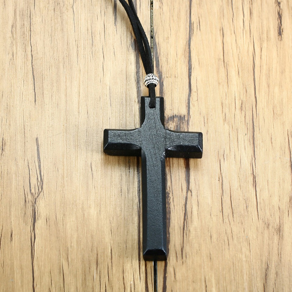 Men Christian Amulet Protection Large Wooden Wood Cross Pendant ...