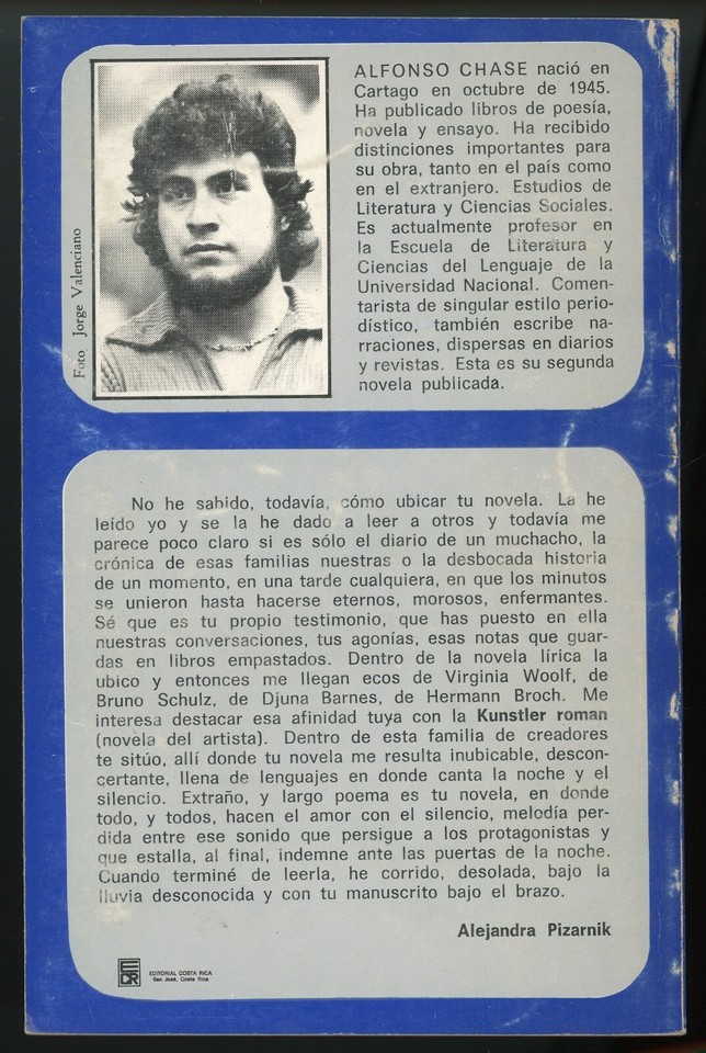 [Signed] Las puertas de la noche. Alfonso Chase. Editorial Costa Rica ...