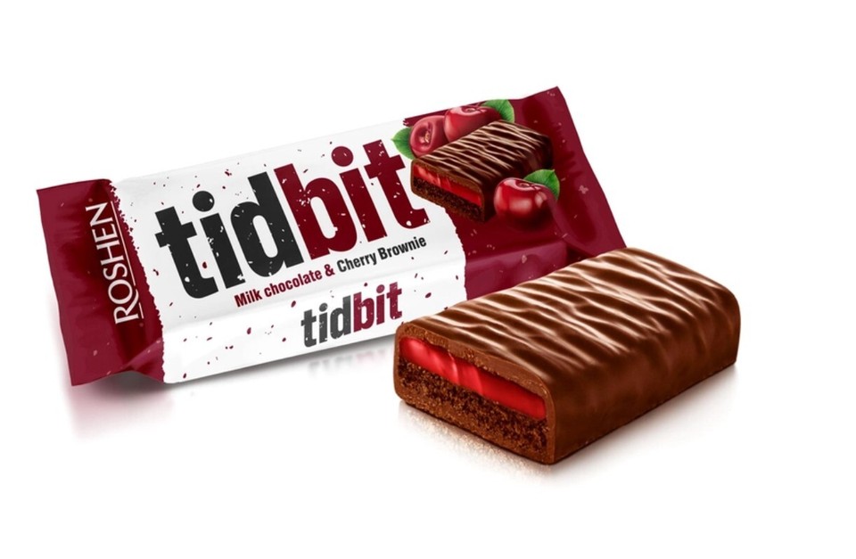 Roshen TidBit Milk Chocolate Candy Bar Cherry Brownie Filling 50gx28pcs ...