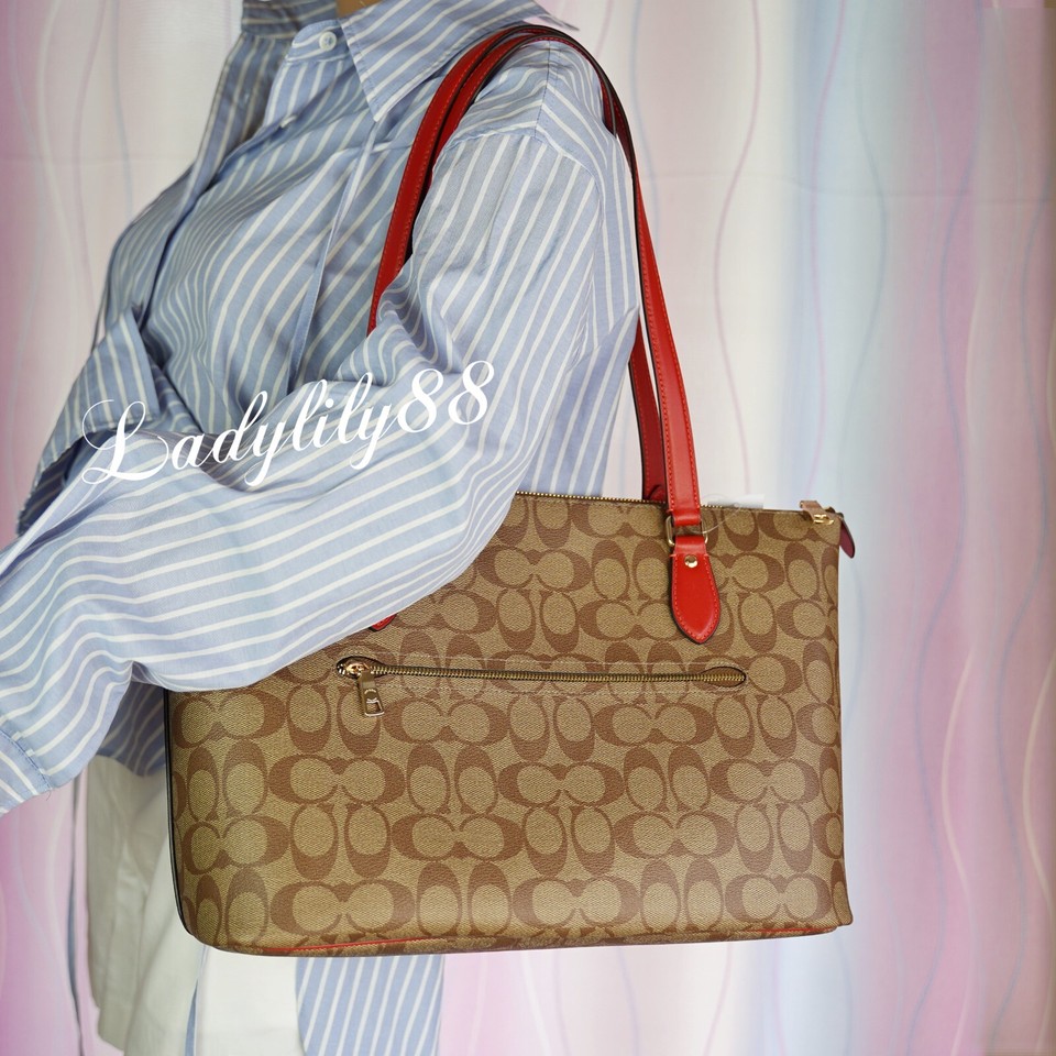 NWT Coach CH504 Gallery Tote In Signature Canvas Leather Print $378 | eBay