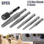 6Pcs Stud Screw Extractor Remover 1/4 Inch Hex Shank Damaged Bolt Easy ...