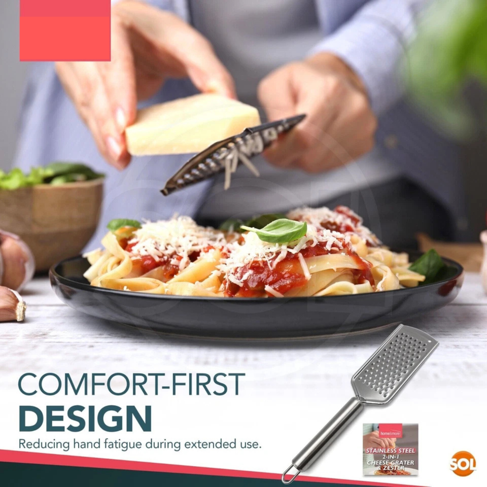 Hand Held Cheese Grater with Stainless Steel Handle Ginger Lemon Zester ...