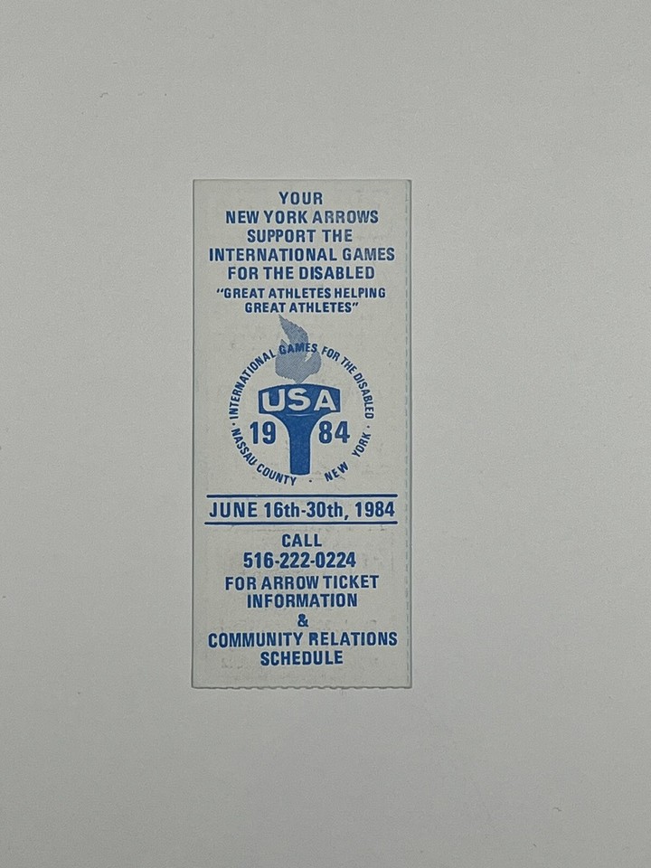 3-25-1984 Pittsburgh Spirit @ New York Arrows MISL Indoor Soccer Ticket ...