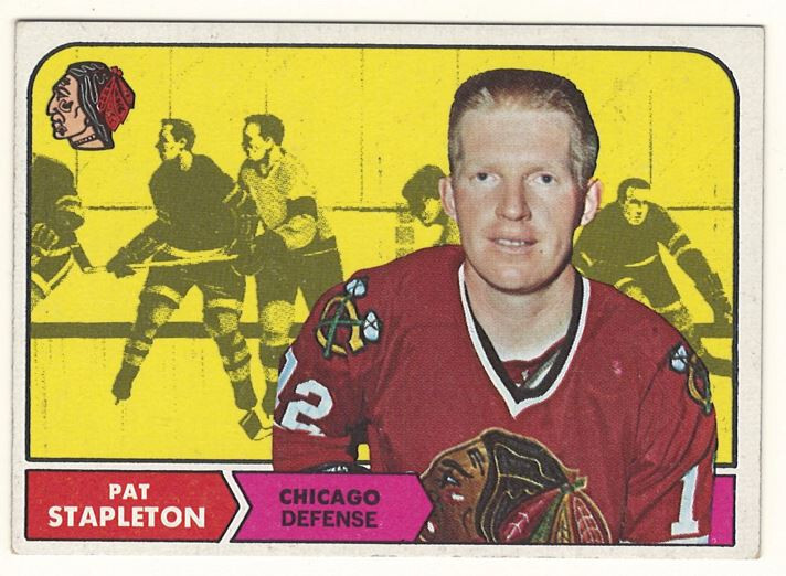1968-69 TOPPS # 15 PAT STAPLETON BLACKHAWKS CARD - NICE AND NO CREASES ...