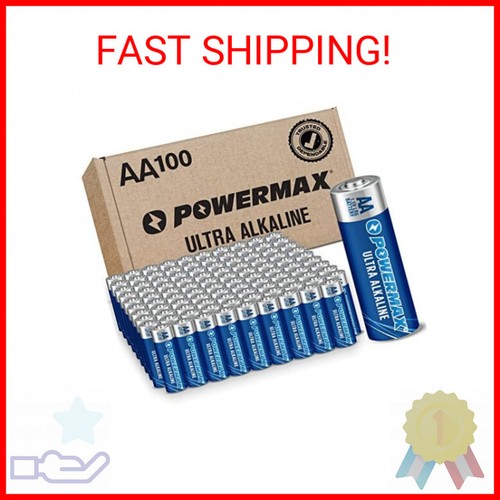 Powermax 100-Count AA Batteries, Ultra Long Lasting Alkaline Battery ...