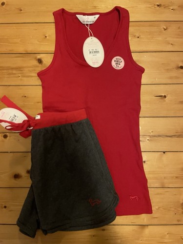 XS Peter Alexander Red Tank With Shelf Bra & Charcoal/Grey Sporty Mid ...