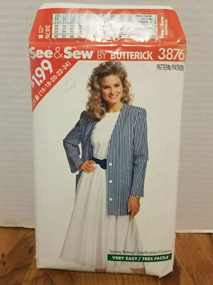 Vintage Butterick See & Sew Pattern Women's Suit #3876 Size B 16 thru ...