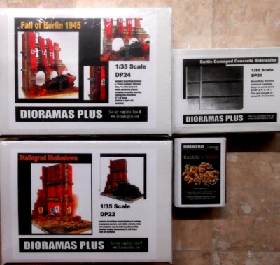 Dioramas Plus 2 Kit Set Building Urban WWII Ruins 1/35 Diorama 8" x 10 ...