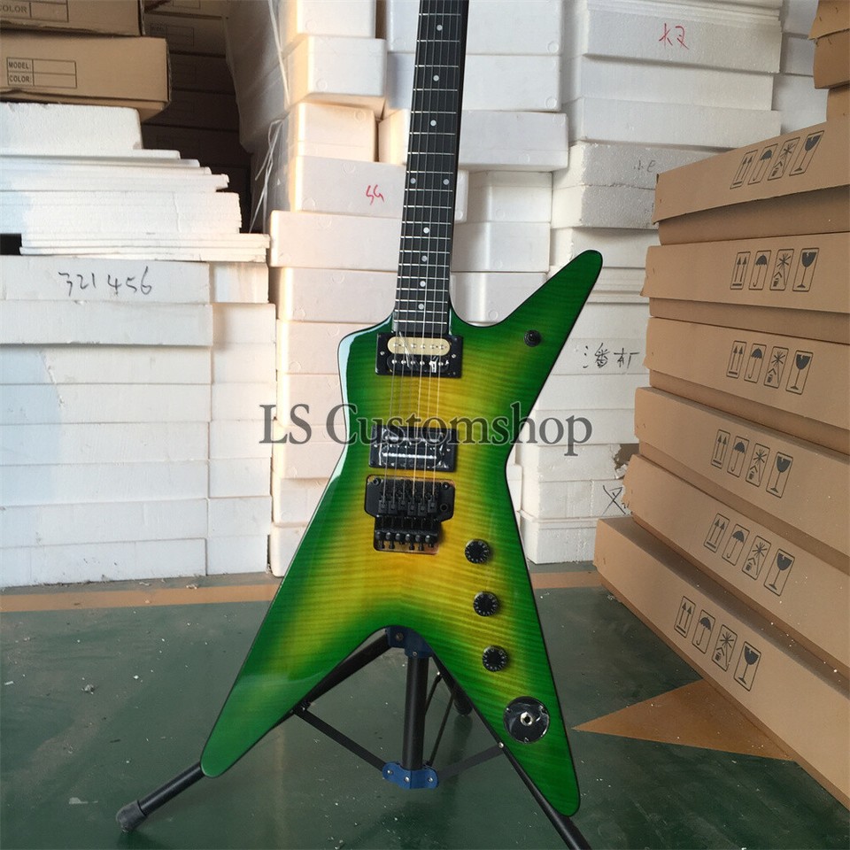Custom Green Dimebag Slime ML Electric Guitar Mahogany Body Flame Maple ...
