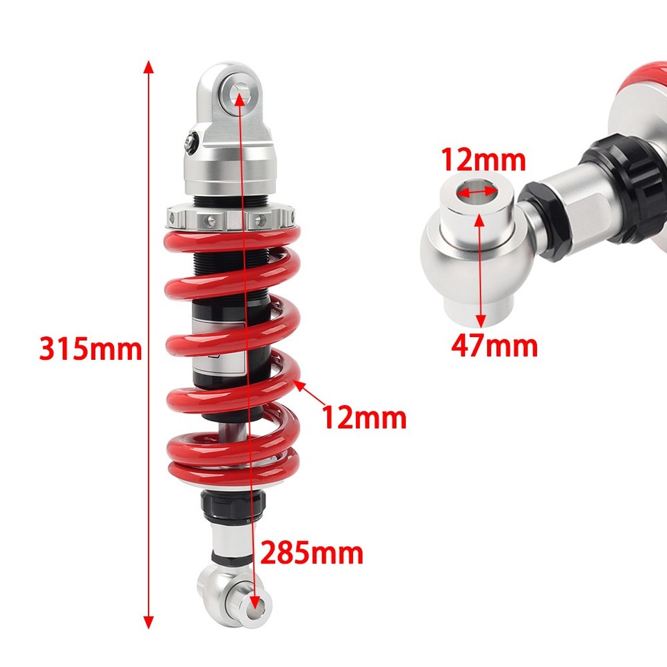 12MM Spring 47mm Motorcycle Rear Shock Absorber For Kawasaki ER6 ER-6 F ...