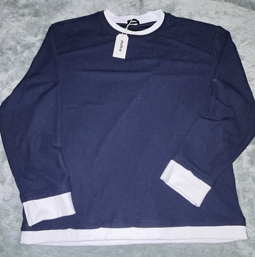 Ouku Waffle Knit Crew Neck Sweater Men’s XL Navy Blue/white | eBay