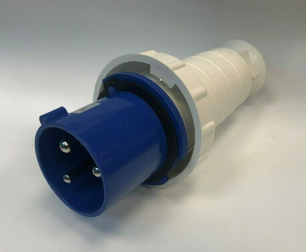 Blue 63A Switched Interlock Socket & Plug 3 Pin 2P+E IP67 240V 63Amp ...