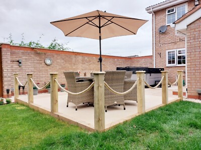 Wooden Post and Rope Kit, Timber Picket Fence, Rope Barrier, No Dig ...