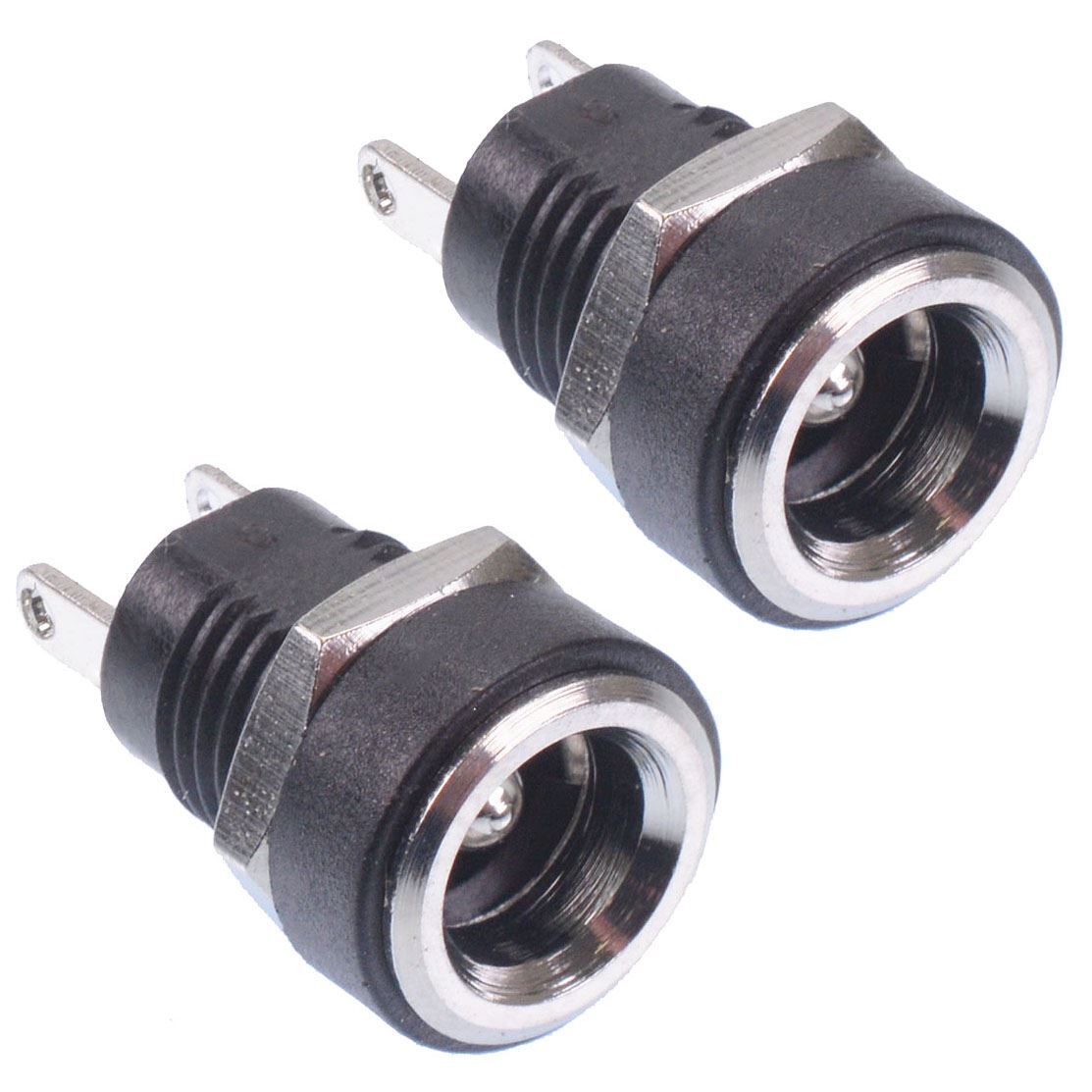 2 x 2.1mm x 5.5mm Round Panel Chasis Mount Female Socket DC Connector ...