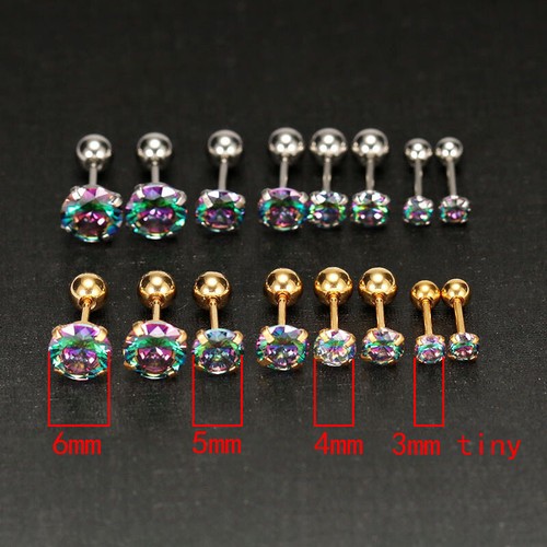 1PC Small Ear Studs Cartilage Earrings Colorful Shiny Fashion Jewelry ...