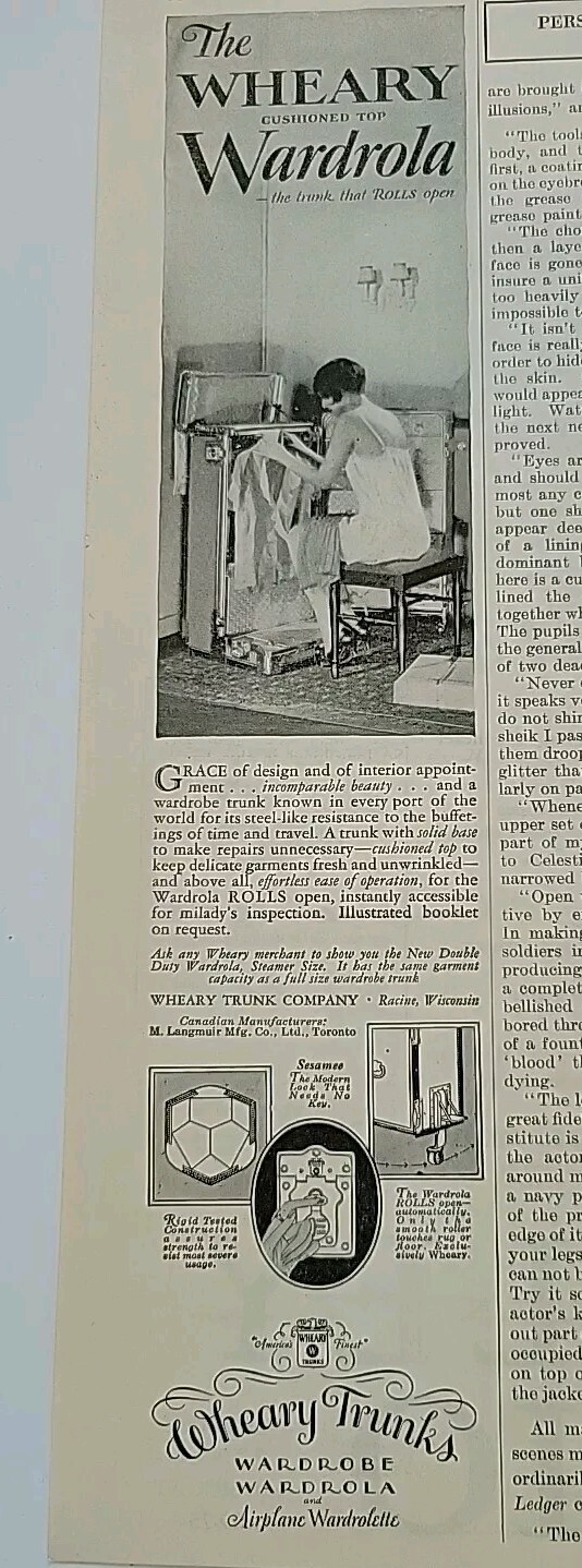 1927 Wheary Trunk Company Wardrolette Trunk Woman Slip vintage ad | eBay