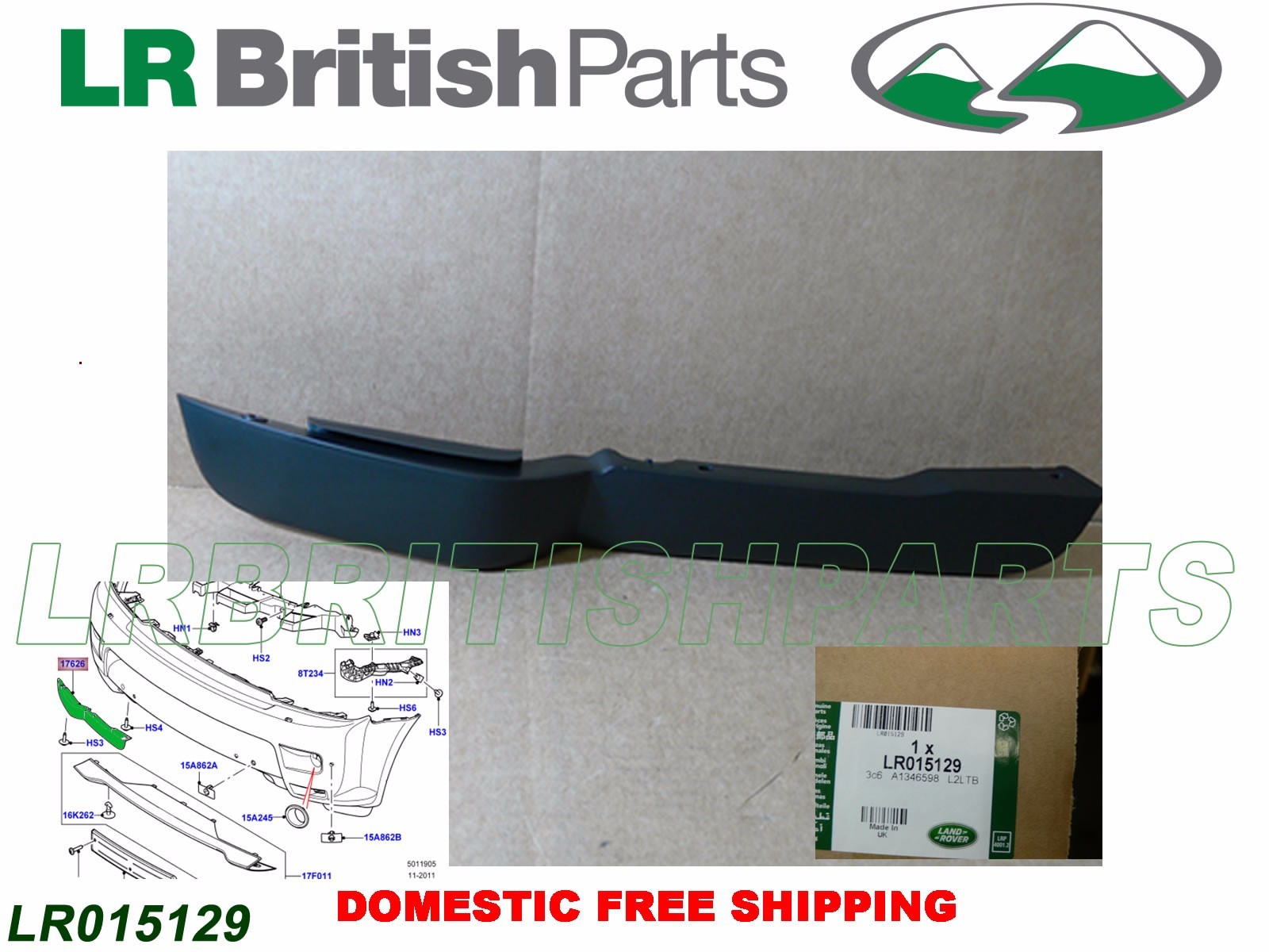 GENUINE LAND ROVER FRONT BUMPER VALANCE RANGE ROVER SPORT 10-13 NEW RH ...