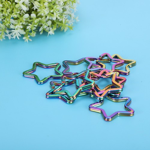 10pcs Colorful Pentacle Shaped Keyring Iron Key Chain Pendant DIY ...