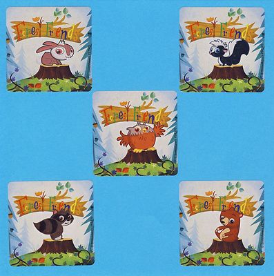 15 Forest Friends -Skunk, Raccoon, Bunny, Owl, Bear -Large Stickers ...