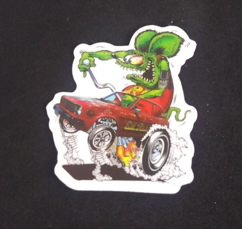 Ed Rat Driving Red Car Monster Truck Sticker 2" (K) | eBay