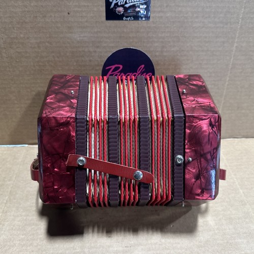 Pearl Red Scholer Concertina 20 Button Nr. 150 - East Germany ...