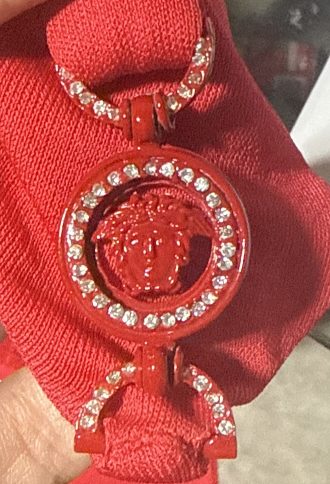 Gianni Versace Couture Vintage Red Logo Long Maxi Gown Dress US 4 6 IT ...