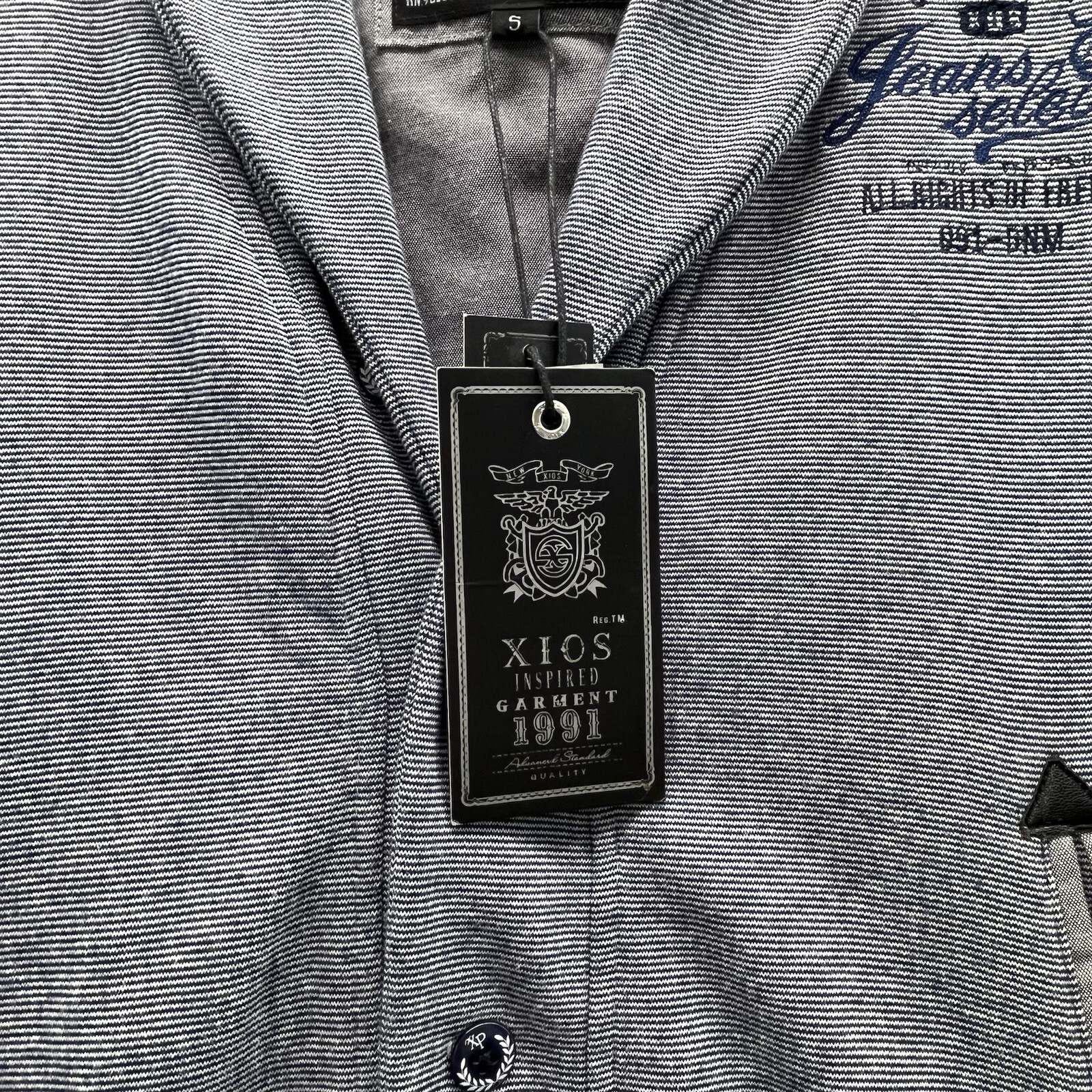 Xios Collared Jacket Mens sz Small Navy Vintage Inspired Garment | eBay