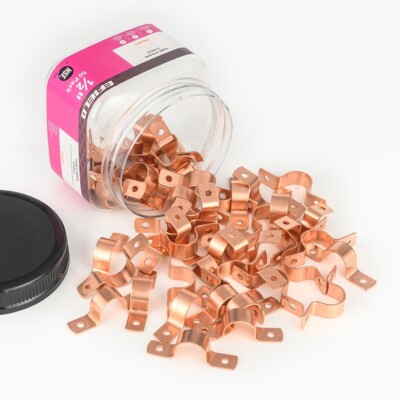 Pro 50 Pack EFIELD 1/2" Copper Pipe Straps, Two-Hole Clamp Mount ...