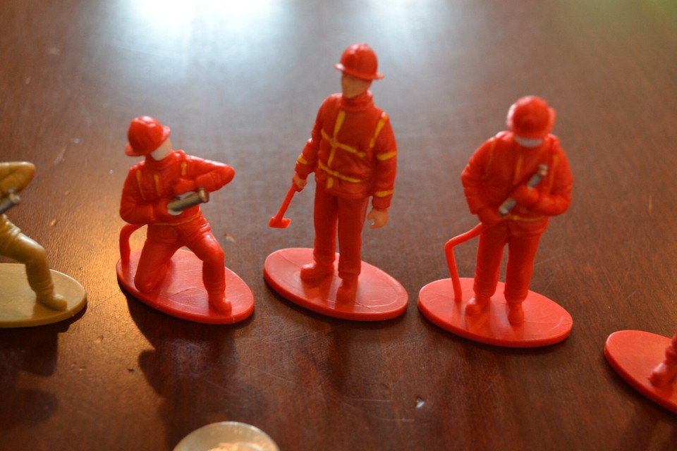 C-P INC TOY FIREMEN FIRE FIGHTERS PLASTIC TAN RED LOT OF 8 | eBay
