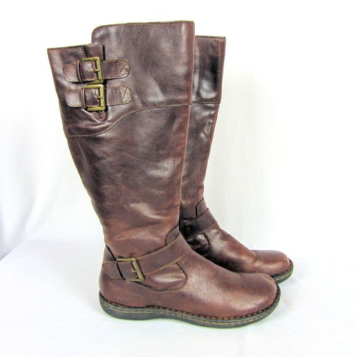 BOC Tall Brown RIDING BOOTS Lined Virginia Faux Leather Zip Womens 8.5M ...