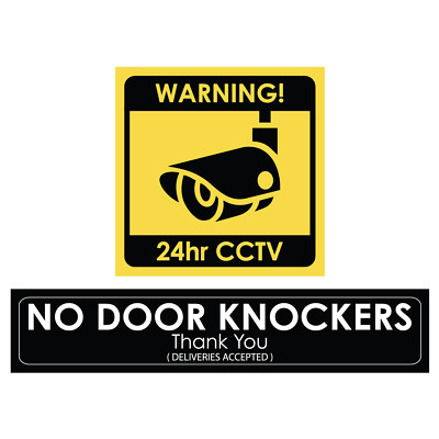 No Door Knockers & Warning CCTV Camera Security Sign - Stickers | eBay ...