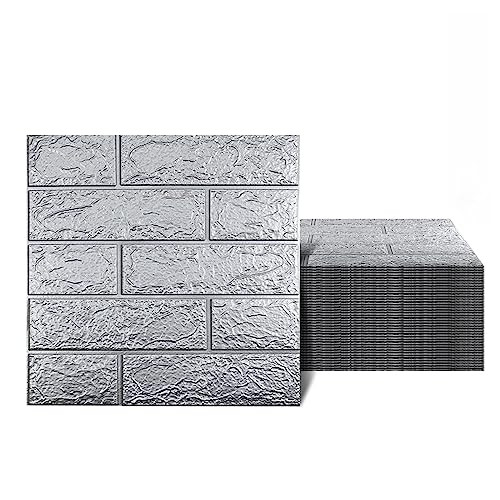 40 PCS Silvery 3D Wall Panels, 58 sq.feet Coverage, Printable Wallpaper ...
