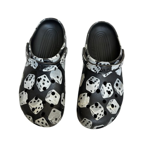 CROCS Mens Vegas Dice Size 13 Slip On Round Toe Graphic Clogs Black ...