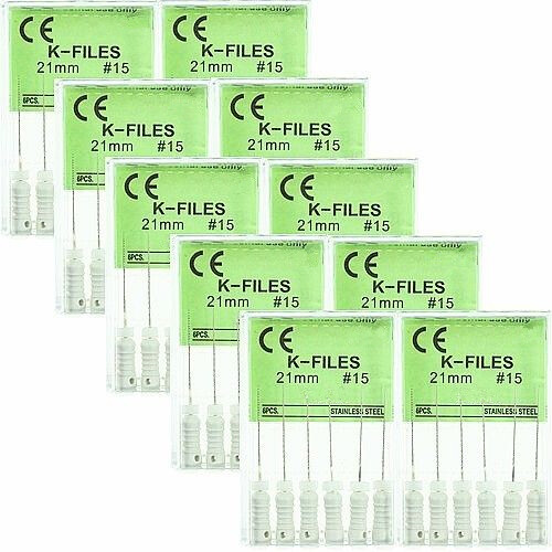 10 Packs Dental Endo K-Files 21mm #15 Root Canal K-file Instrument Hand ...
