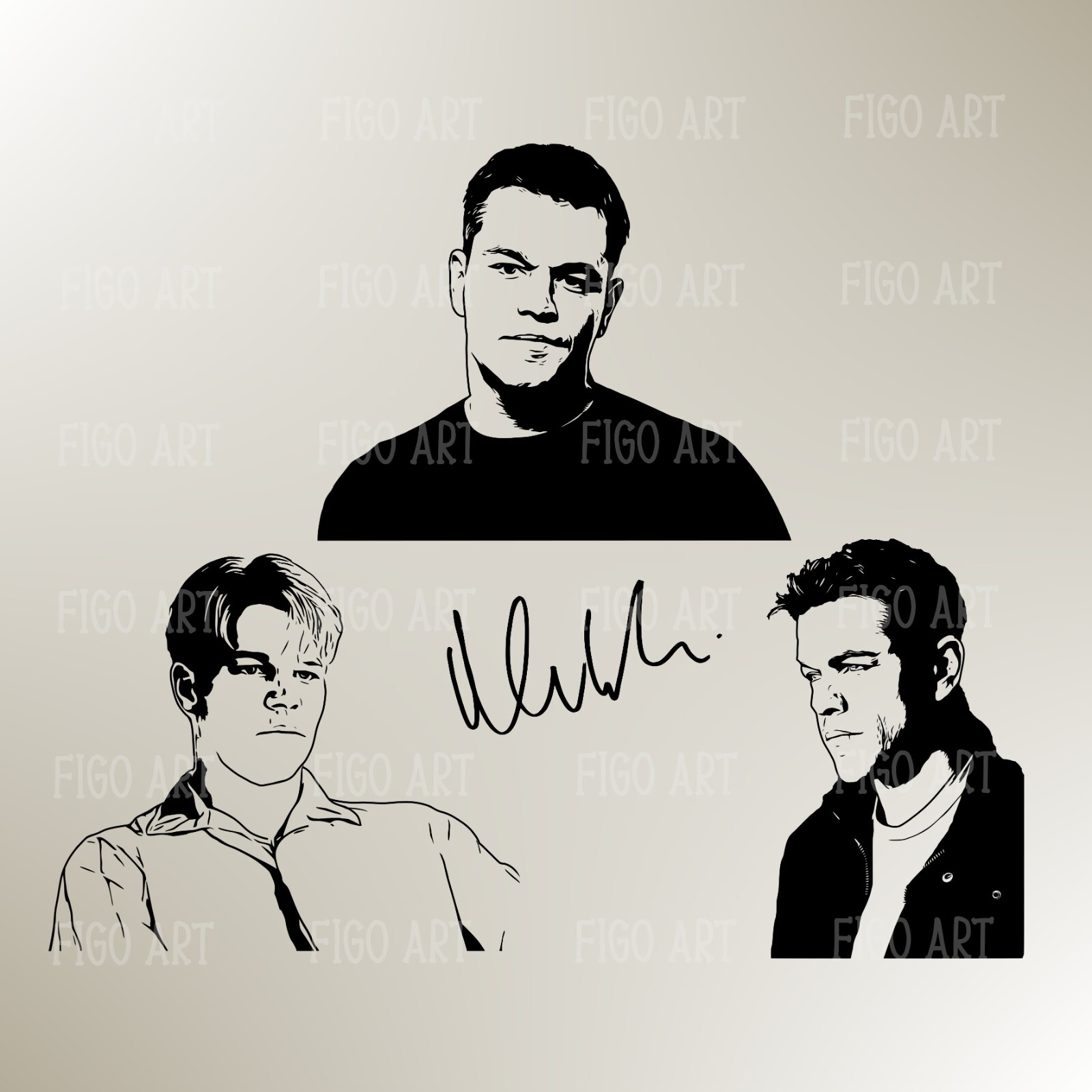 4 Matt Damon bundle vector clipart files | Grelly USA