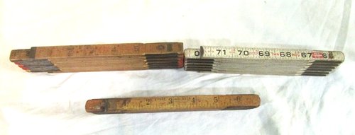 Lot Of 3 Vintage Folding Wooden Rulers, Lufkin Two Way Red End, + | eBay
