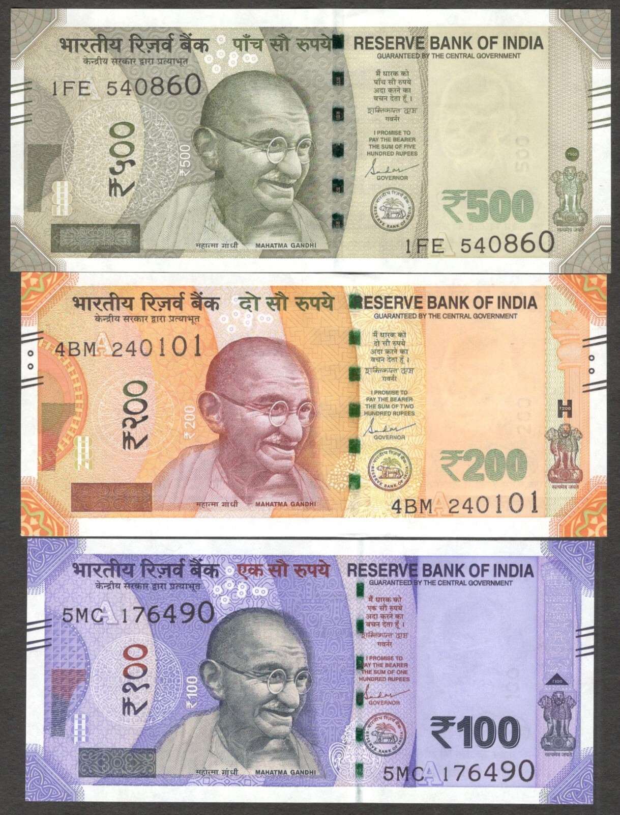 India Full Set 6 Pcs 10 20 50 100 200 500 Rupees 2018-2022 UNC | eBay