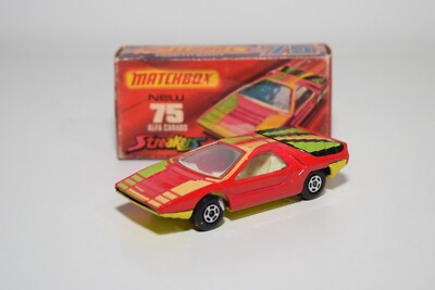 A94 1:64 3 INCH MATCHBOX SUPERFAST 75 ALFA ROMEO CARABO STREAKERS RED ...