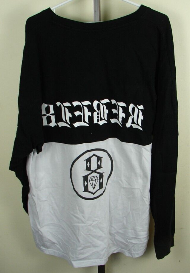 Men's Rebel 8 Logo Black & White Long Sleeve Shirt Si… - Gem