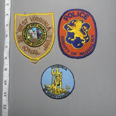 Lot Of 3 Vintage Virginia, W. Virginia, & N.Y. Police Uniform Patches ...