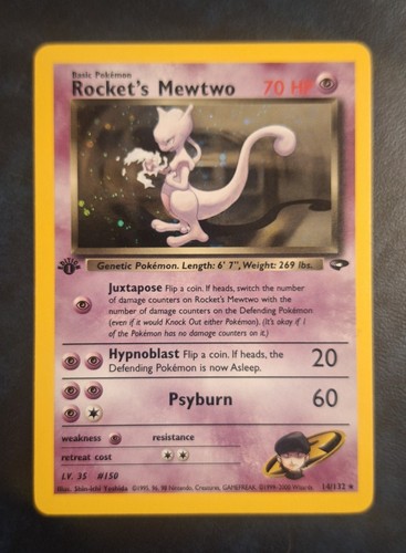 Pokemon 1st Edition Gym Challenge Rocket’s Mewtwo 14/132 Holo Rare NM ...