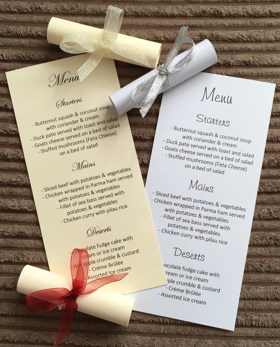 Wedding Reception Menu Card Ideas Can You DIY Wedding Menu Cards?